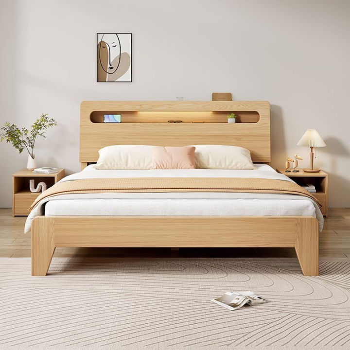 Nordic Solid Wood Bed Double 1.8x2 Meters Master Bedroom King Bed 1.5 ...