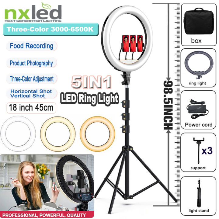 NxLed 18 inch 45cm Ring Light With Stand Holder Ring Fill Light With ...