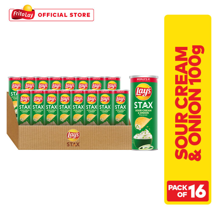 Lay's Stax Sour Cream & Onion Potato Chips 100g - Pack of 16 | Lazada PH