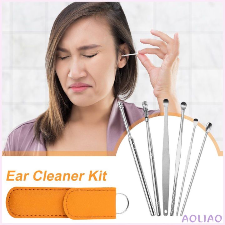 Aoliao Portable Earpick Set Lemon Yellow Stainless Steel Cute Ear Spoon
