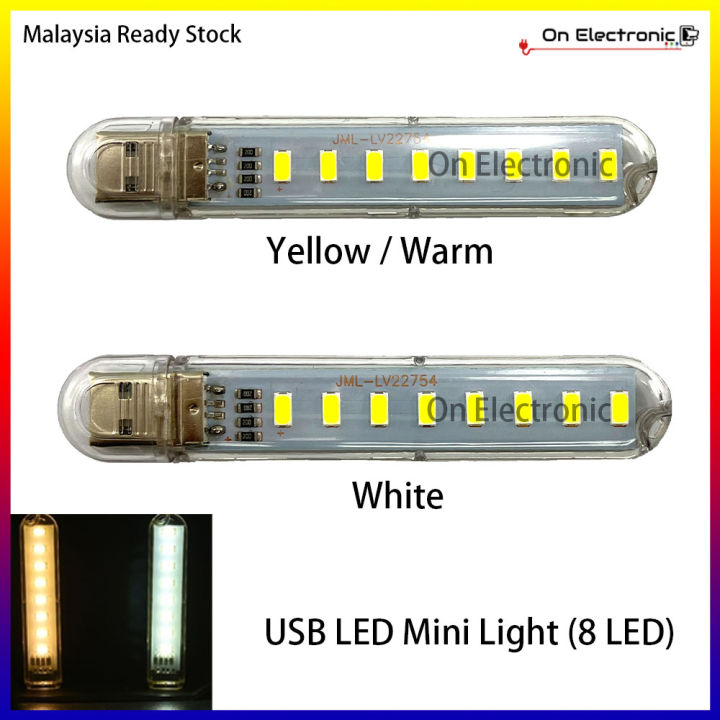 8 LED Portable USB LED Light Mini LED USB Light White Yellow Light | Lazada