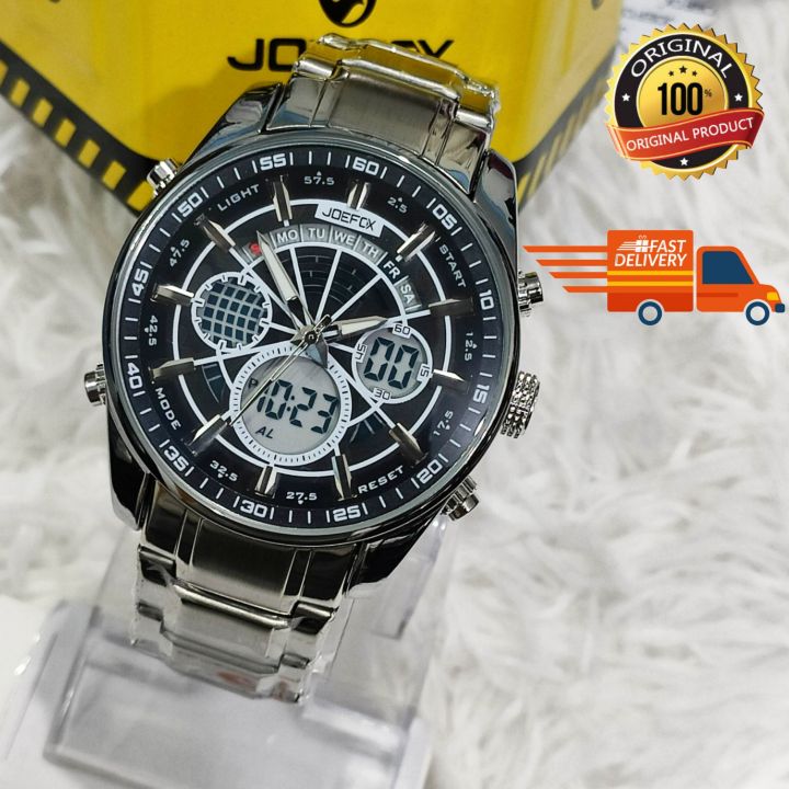 JoeFox Original 50mm Men's Watch Casual Dual-Time Super iLLuminator Non ...