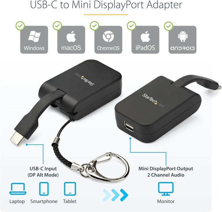 StarTech.com Compact USB C to DisplayPort Adapter - 8K 60Hz/4K USB-C to ...
