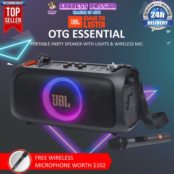JBL Partybox On The Go Essential - Portable Party Speaker with Built-in Lights and Wireless Mic ...