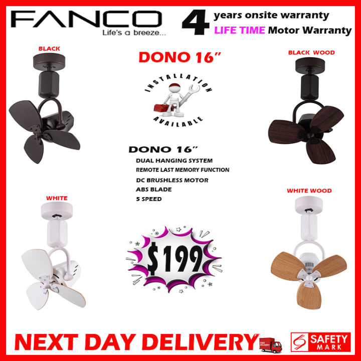 FANCO DONO 16" Corner Fan - DC Motor Ceiling & Wall Mounting Fan ...