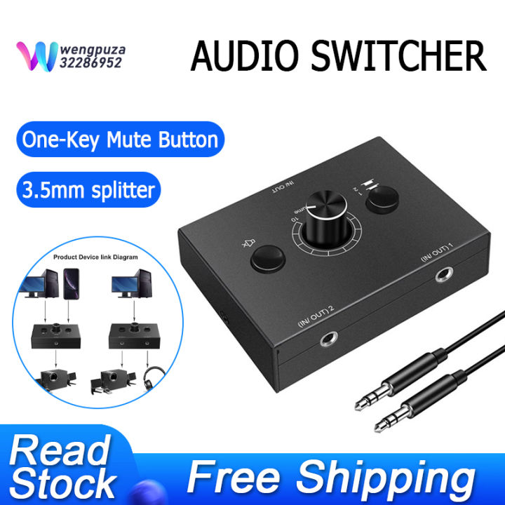 3.5mm Audio Switcher, 2 Input 1 Output/1 Input 2 Output Audio Splitter Switcher, Audio Switcher ...