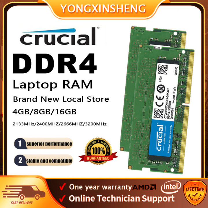 Original Crucial RAM 4GB 8GB 16GB DDR4 2666MHz 2400 2133 3200 MHz Laptop Memory | Lazada Singapore
