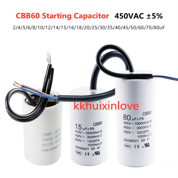 Original CBB60 Starting Capacitor 450VAC 2uF 4uF 5uF 6uF 8uF 10uF 12uF ...