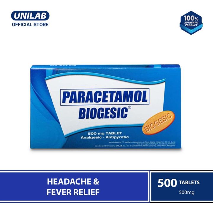 Unilab Biogesic 500 Tablets - 500mg Paracetamol for Quick Relief of ...