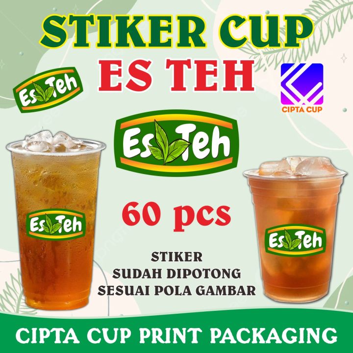 Stiker esteh Label cup Anti air untuk Gelas Es Teh - 60 pcs | Lazada ...