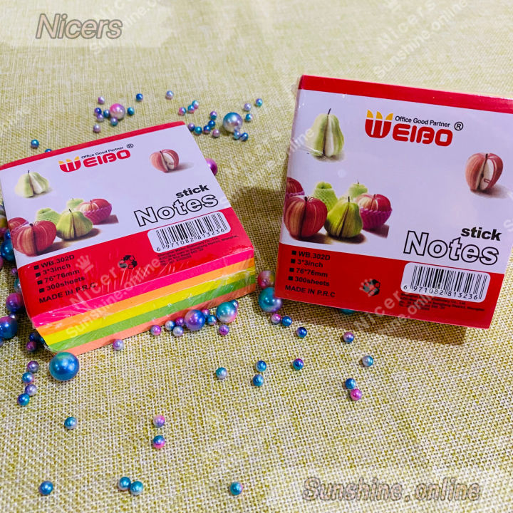 300sheets 3x3" MUTI-Color 5color NEON color Self Adhesive sticky notes ...