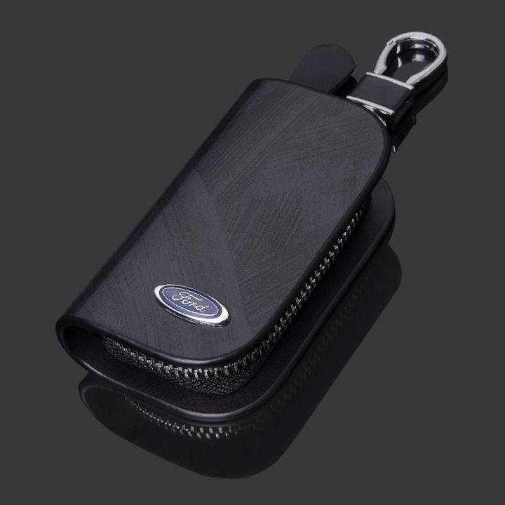 Leather Car Key Bag Keychain Remote Key Case Cover Holder Wallet Bag ...