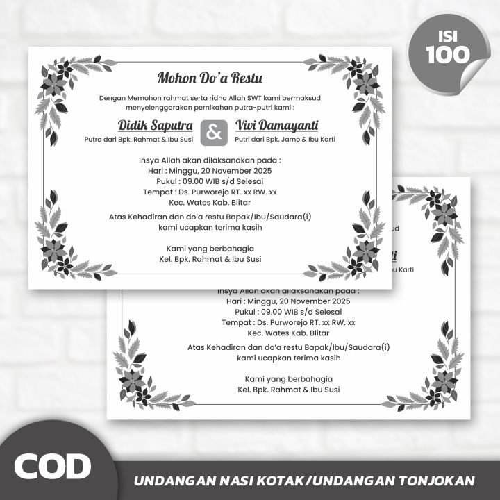 (Isi 100 PCS) Undangan Mini Nasi Kotak, Undangan Tonjokan, Undangan ...