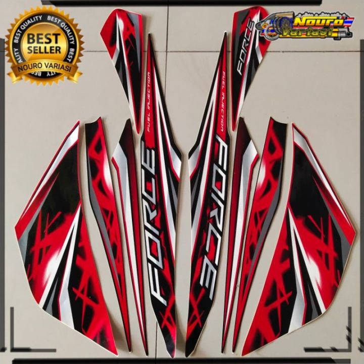 Striping Yamaha Vega force 2014 hitam merah stiker body motor standar ...