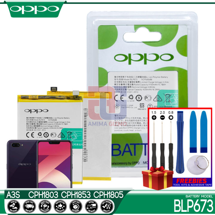 แบตเตอรี่ Oppo A3s Model BLP673. Fit for A3s CPH1803 CPH1853 CPH1805 A5 ...