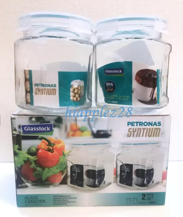 [2BOXES] 1500ML Glass Canister 2PCS Dry Food Storage GLASSLOCK Petronas ...
