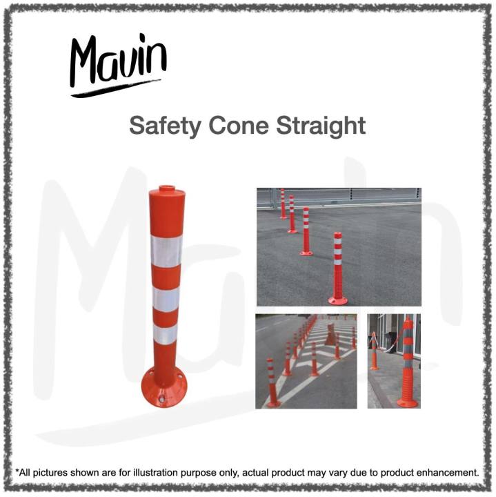 SAFETY CONE Flexible Pole Road Cone Warning Bollard Reflective Stripe ...