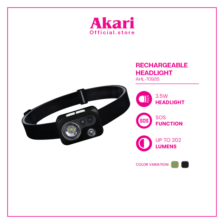 Akari Rechargeable Headlight (AHL-7092) | Lazada PH