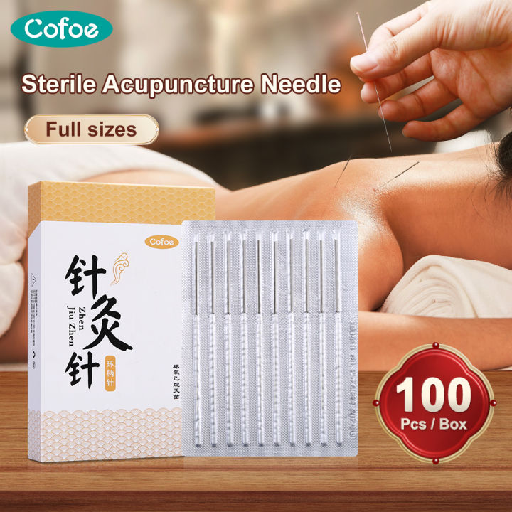 Cofoe 100pcs Sterile Acupuncture Needles Copper Handle Disposable ...