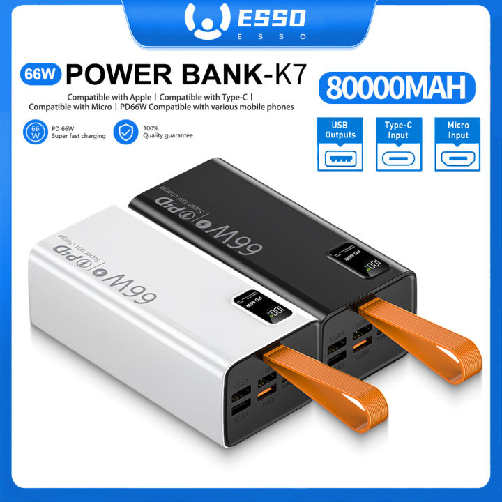 ESSO original Power bank heavy duty PD66W K7 fast charging 800000mAh ...