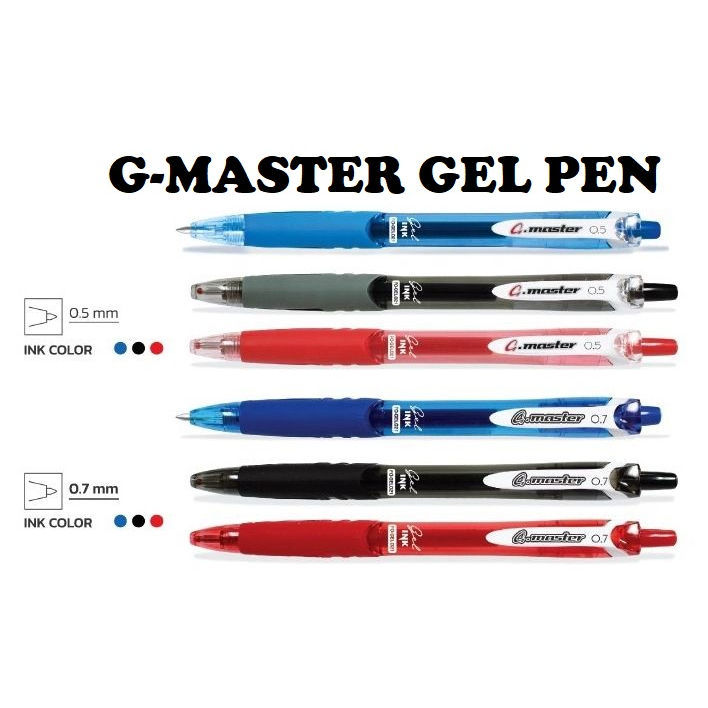 FLEX OFFICE G-MASTER RETRACTABLE GEL PEN 0.5/0.7 (BLACK/BLUE/RED) | Lazada