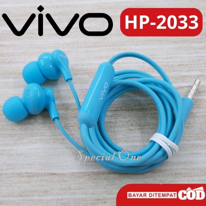 VIVO Color Earphones HP-2033 Blue Headset Biru VIVO Original audi jack ...