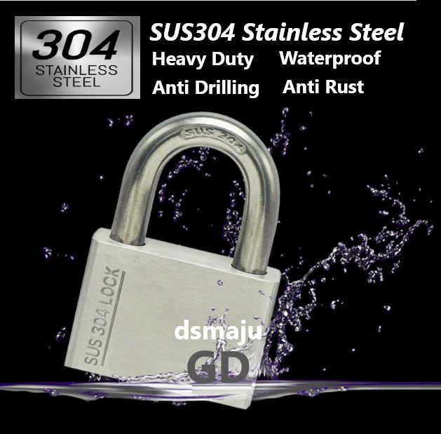 SUS 304 Stainless Steel Padlock Heavy Duty Safety Pad lock SUS304 Steel ...