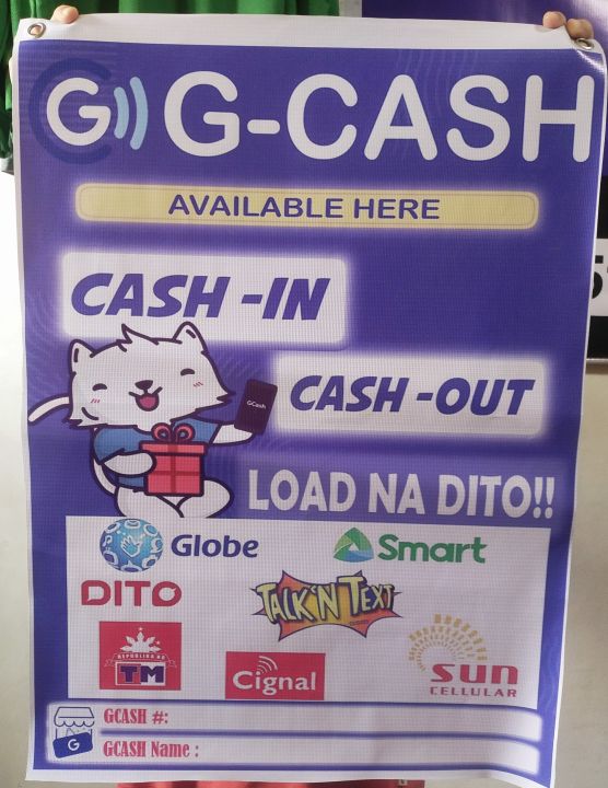 GCASH IN and OUT TARPAULIN with name and number size 18x24 inches / 1 ...