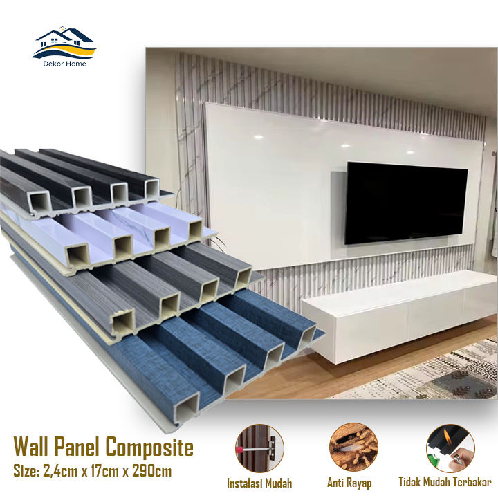 WPC WALL PANEL 3D | 145 CM x 16,5 CM x 2,4 CM | PREMIUM WPC WOOD PANEL WPC DINDING FLUTED WALL ...