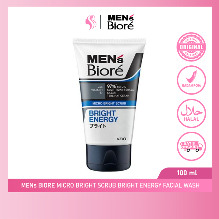 Men's Biore Micro Scrub Sabun Muka Pria Untuk Kulit Kusam Bright Energy Eksfoliasi 100 gr ...
