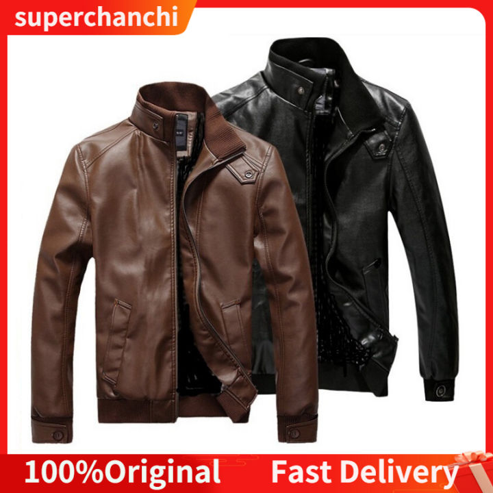 Motorcycle Black Leather Jacket Men Leather Jackets Clothing | Lazada PH