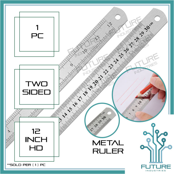 Ruler Metal 12 inches Heavy Duty Metal Ruler Office School Stainless ...
