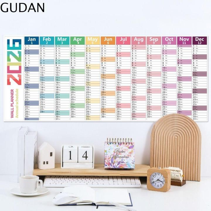 GUDAN สร้างสรรค์ ปฏิทินภาษาอังกฤษปี 2026 หลากสีสัน 42x100ซม ปฏิทิน 12 ...