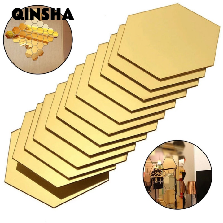 Acrylic Hexagonal Mirror Patch Home Decorative DIY Mirror Patch | Lazada PH