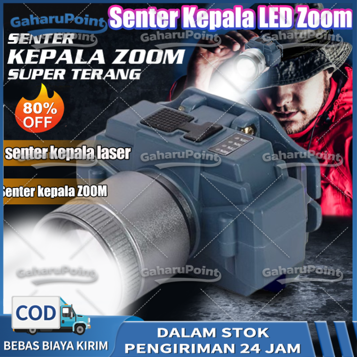 Senter Kepala LED Zoom Headlamp Super Terang /Senter Kepala Zoom Laser ...