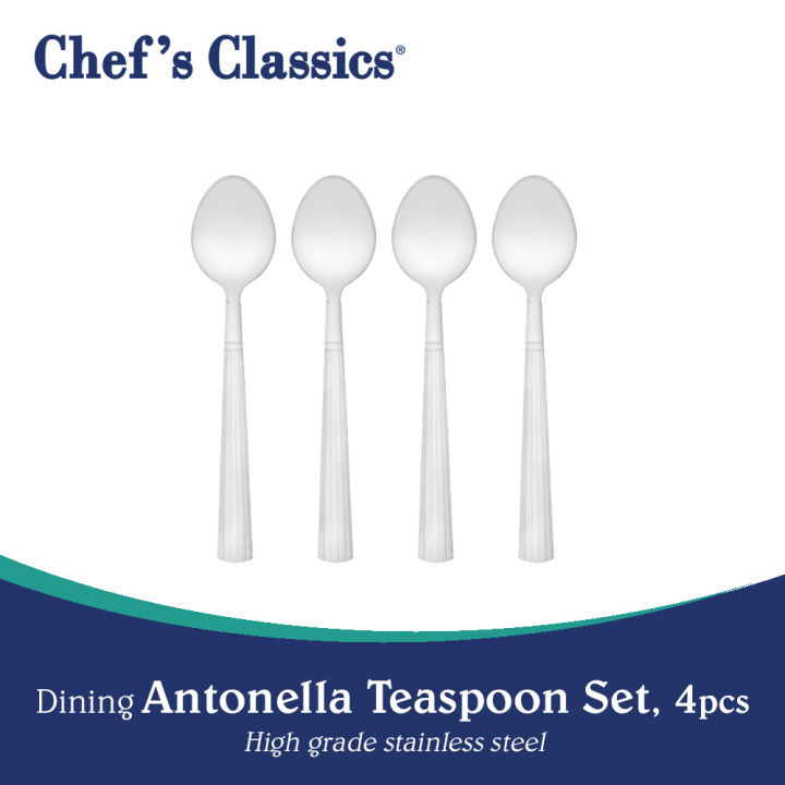 Chef's Classics Dining Antonella Stainless Steel Teaspoon Set, 4pcs ...