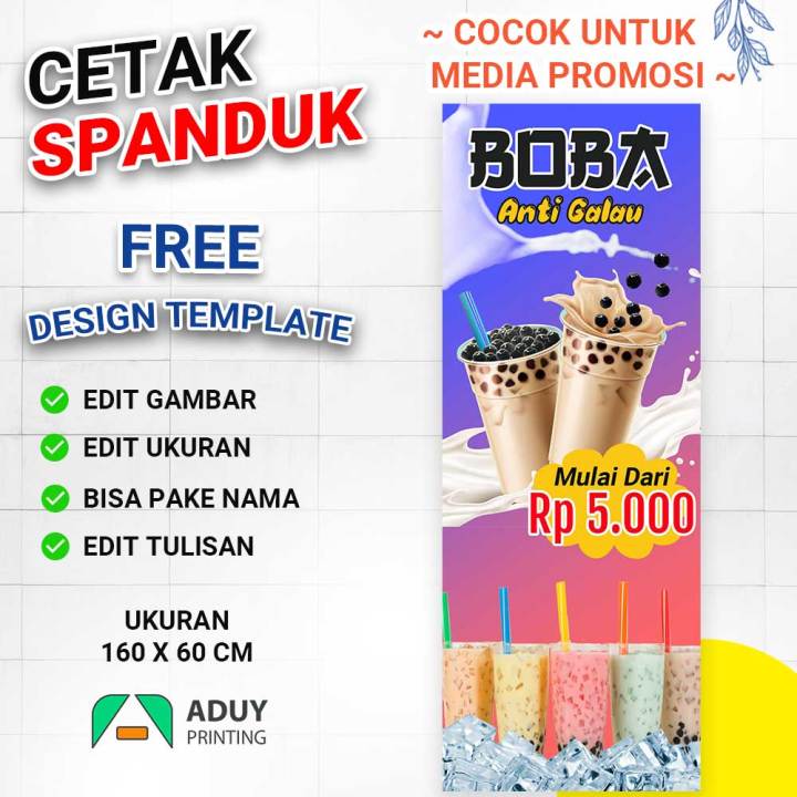 Spanduk Minuman Kekinian Es Boba Anti Galau Ukuran 160x60 CM Bisa ...