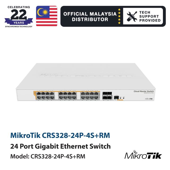 Mikrotik CRS328-24P-4S+RM - 24 port Gigabit Ethernet router/switch with ...