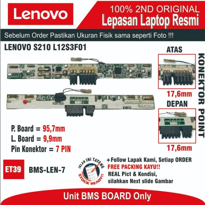 ET39 BMS-LEN-7 BMS BOARD BATERAI MANAGEMENT SYSTEM LENOVO S210 L12S3F01 ...