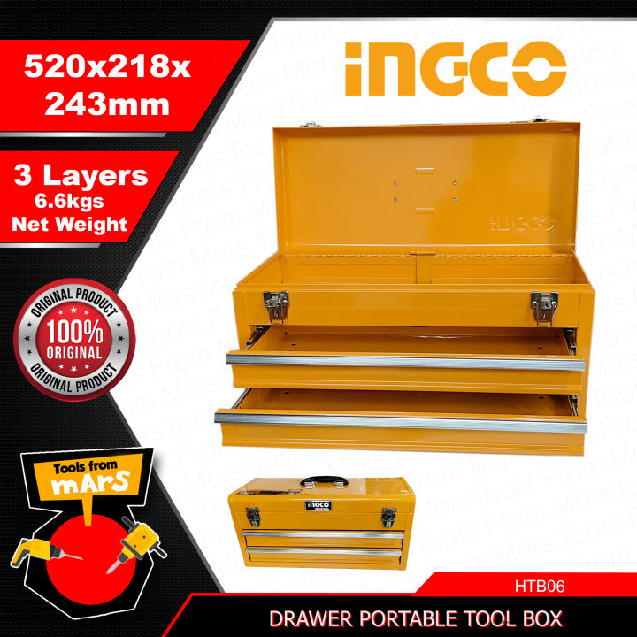Ingco Drawer Portable Tool Box 3Layers Steel Cabinet Organizer Storage ...