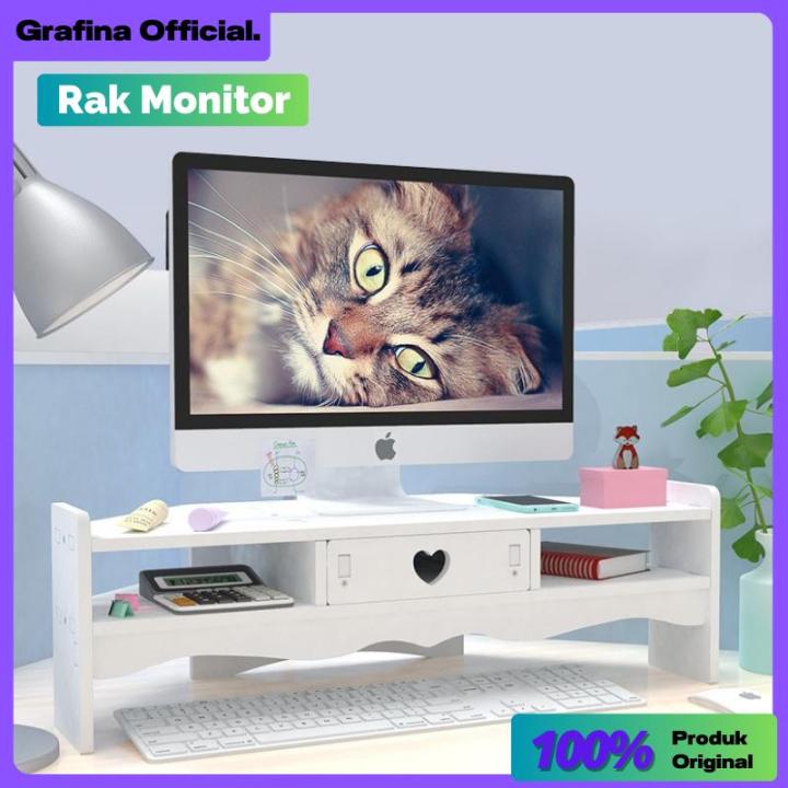 Rak Monitor Komputer PC Meja Stand Laptop Rak Meja Belajar Vintage ...
