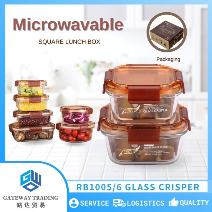 Square Glass Crisper Airtight Food Keeper Leakproof Microwavable Oven ...