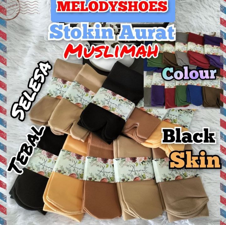 MELODYSHOES Sepasag Stokin Aurat Berjari /Tidak Berjari Stokin Hitam ...