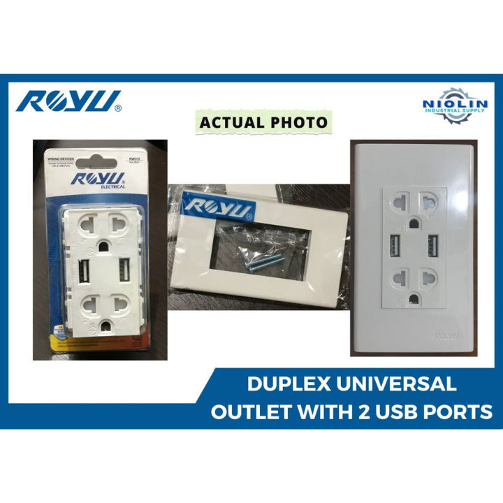 ROYU Duplex Universal Outlet w/ Ground & USB port | Lazada PH