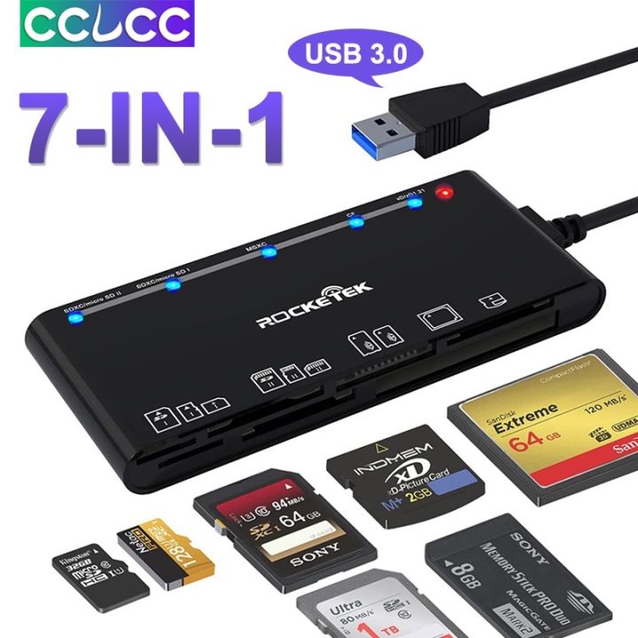 USB CCLCC 3.0การ์ดรีดเดอร์ SD เครื่องอ่านการ์ดความจำแบบพกพา7-In-1เข้ากันได้กับ SD, Micro SD, TF ...