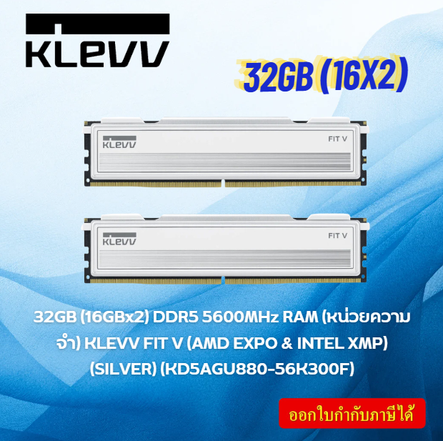 32GB (16GBx2) DDR5 5600MHz RAM (หน่วยความจำ) KLEVV FIT V (AMD EXPO ...