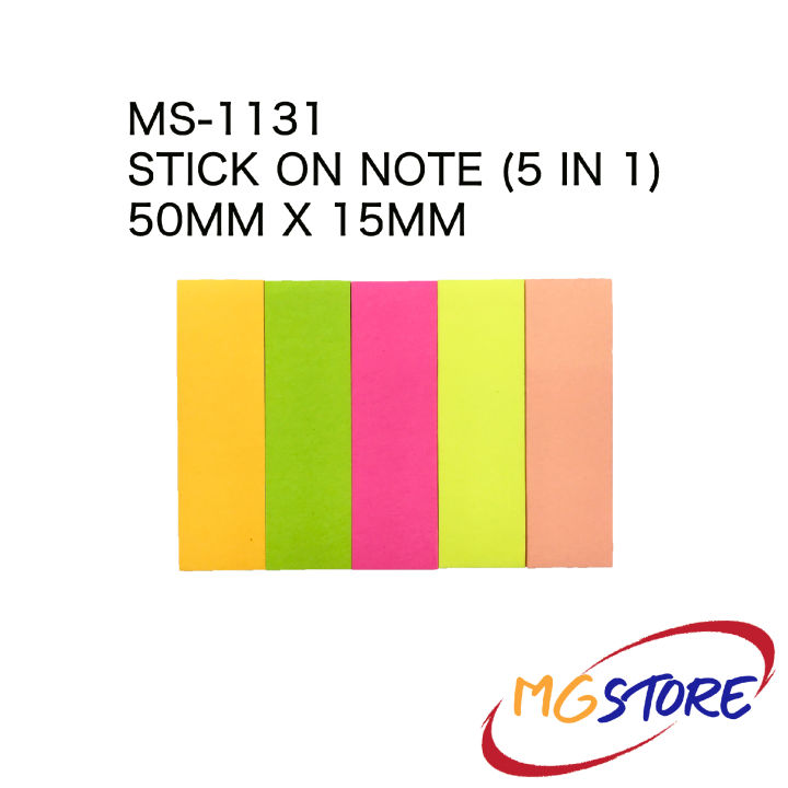 MS-1131 Stick On Note Note 50mm x 15mm ( 5 in 1 ) | Lazada