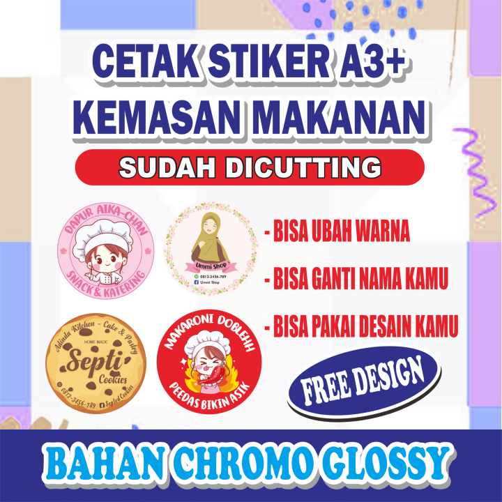 CETAK STIKER A3+ CHROMO CUSTOM FREE DESAIN FREE CUTTING LOGO JUALAN ...
