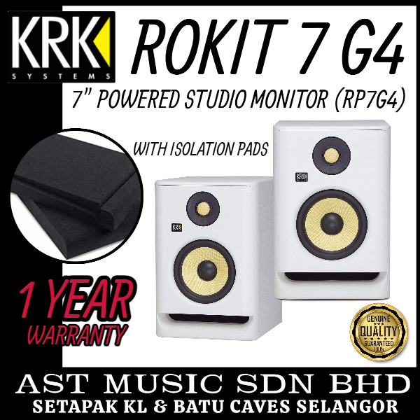 KRK ROKIT 7 G4 7" Powered Studio Monitor with Isolation Pads - Pair ...