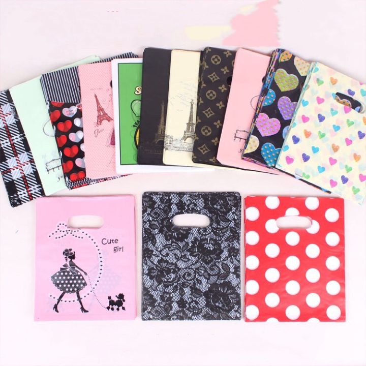 HNTOB gift bag bags Printed Plastic Bag THIN 90pcs per pack(Randomly ...